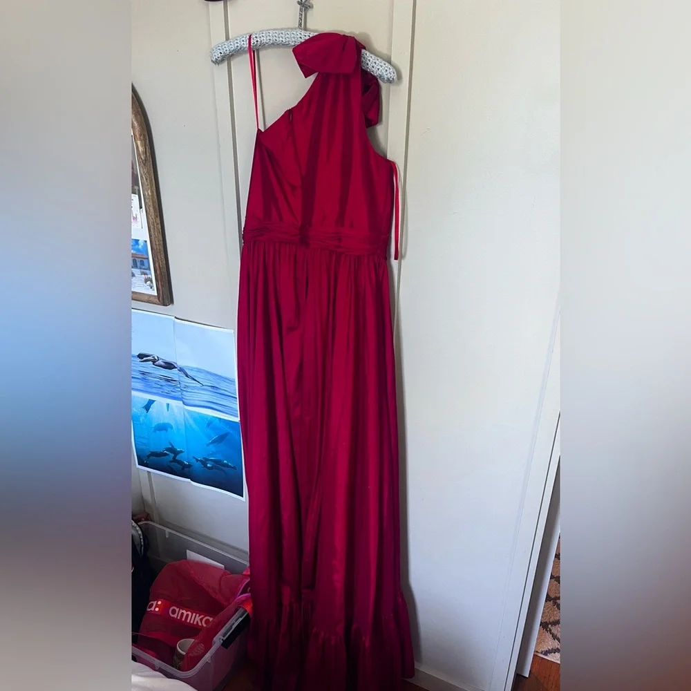 Mac Duggal | Dresses | Mac Duggal Red Solid Colored One Shoulder Formal ...